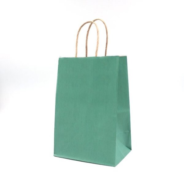 Green Stripe Paper Bags twisted handle – Eco paper packaging